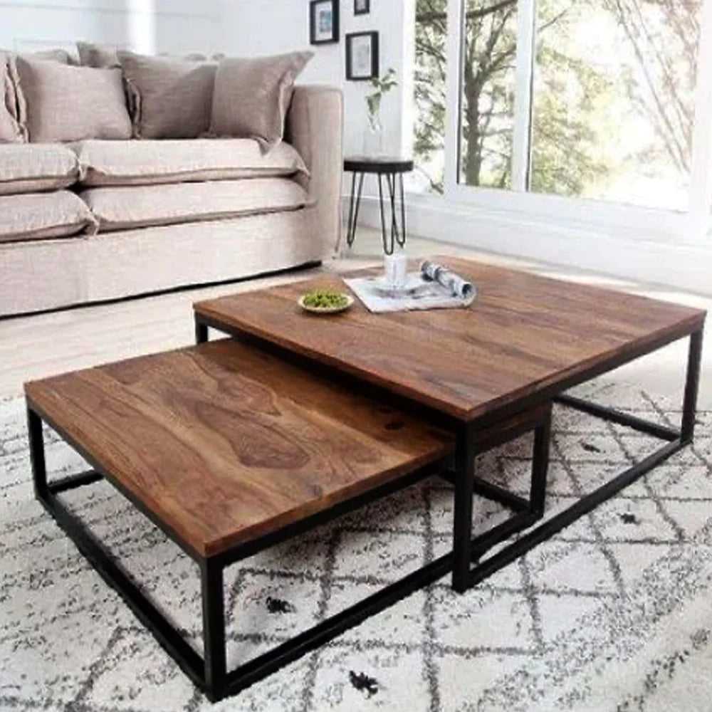 Tables gigognes carre effet marbre 70 / 50 – Espace Deco